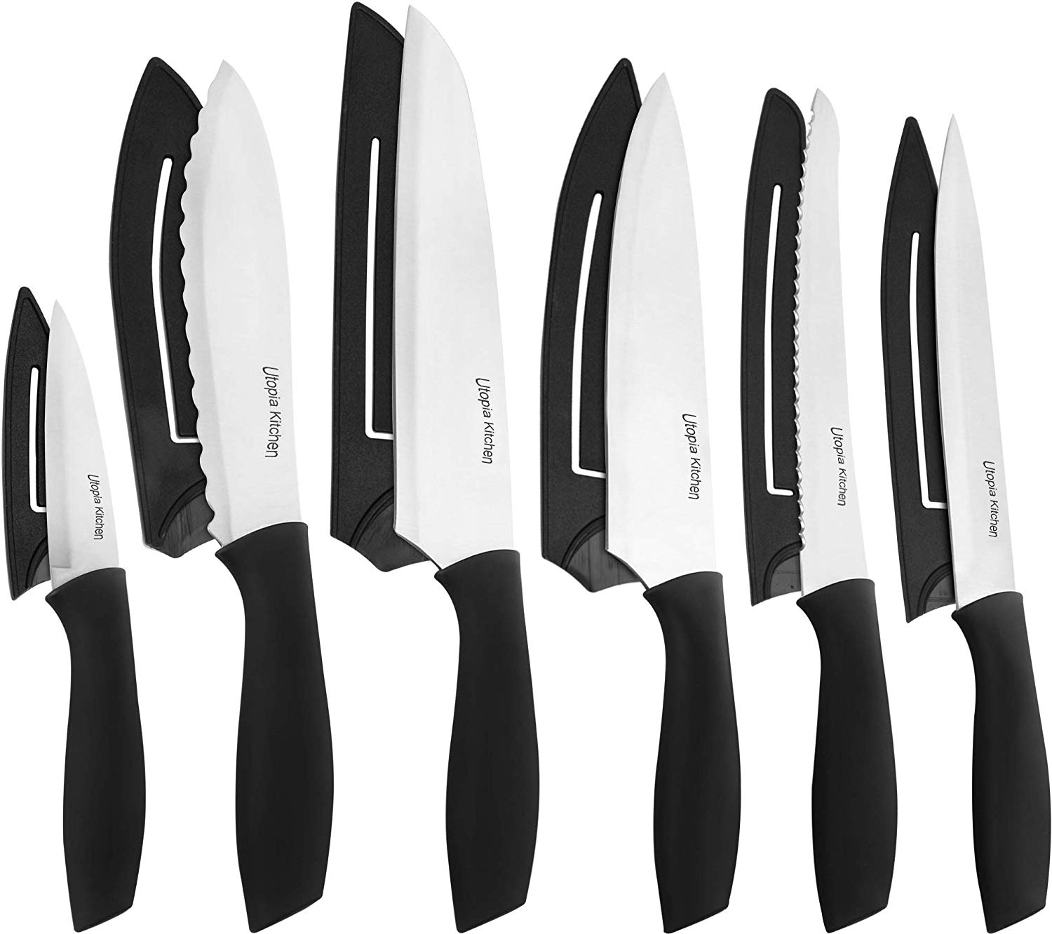 [amazon] Utopia Kitchen 12-Piece Cooking Knife Black Set with Silver ...